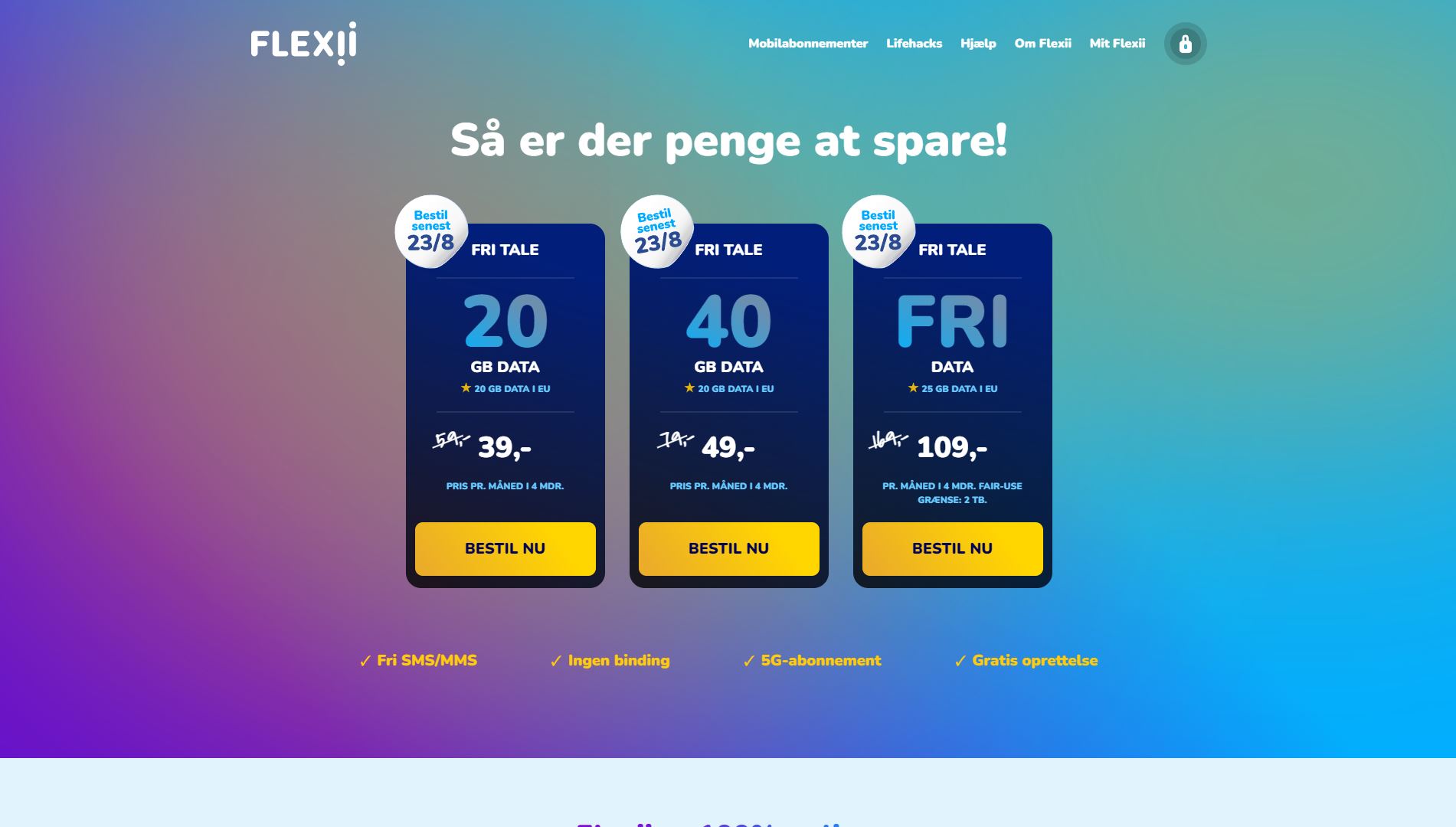 Flexii mobilabonnement → Anmeldelse, priser og aktuelle tilbud